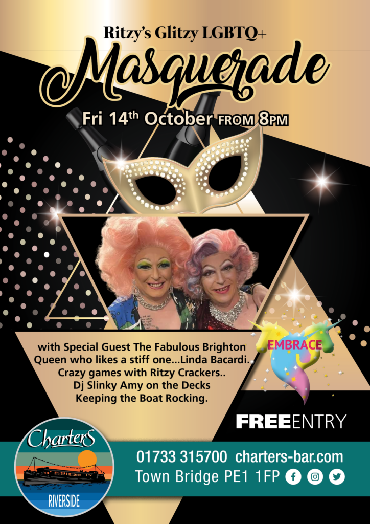 EMBRACE EVENTS: MASQUERADE - Charters Bar - Peterborough