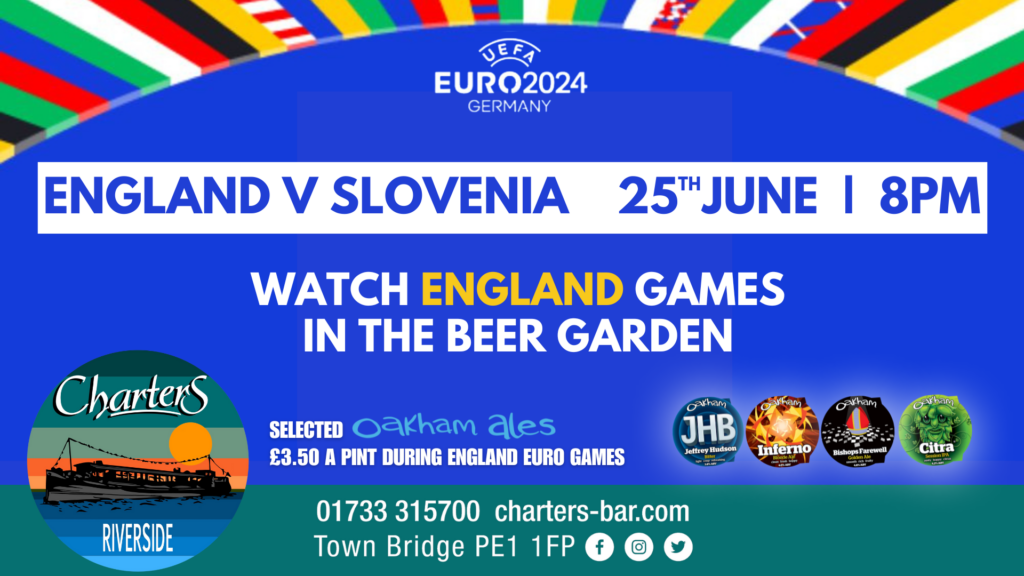 TUE 25TH JUNE FROM 8PM: "EURO'24 - ENGLAND V SLOVENIA" - Charters Bar ...