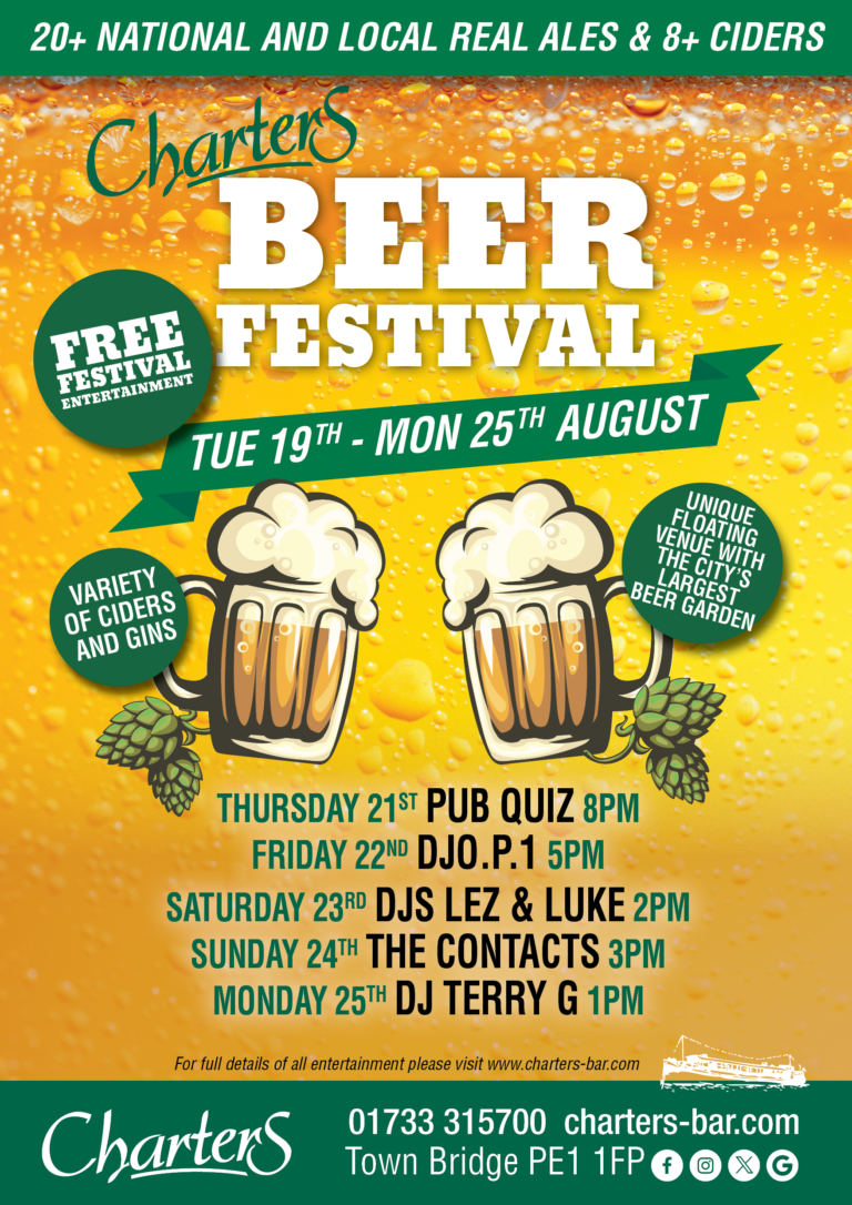 TUE 19TH - MON 25TH AUGUST: "CHARTERS BEER FESTIVAL" - Charters Bar ...